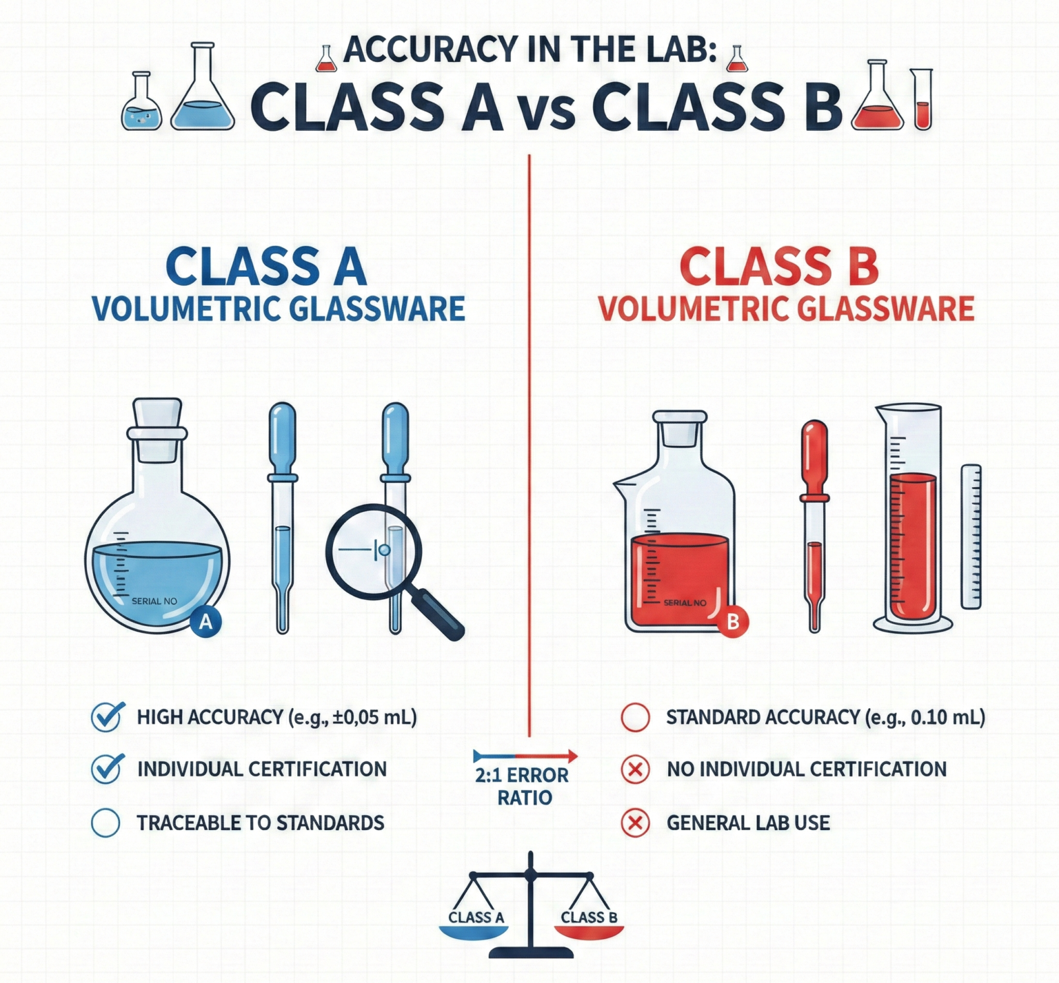 Class A Vs Class B Volumetric Glassware
